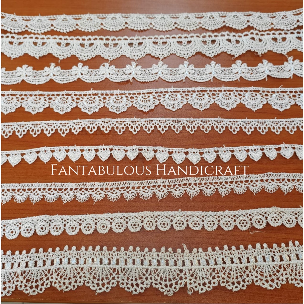 (13Meter/roll) White Lace Renda Baju Putih Chemical Lace/ Border Lace ...