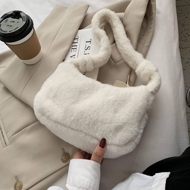 Autumn Winter Furry Bag Female Fashion Simple One-Shoulder Armpit ...
