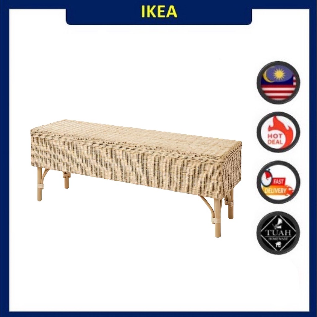 IKEA TOLKNING Bench With Storage (Handmade Rattan, 120cm) | Shopee Malaysia