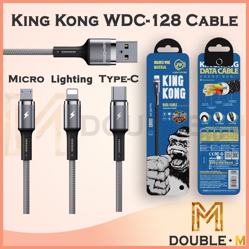 WK WDC-128 KING KONG ENJOY Charging Cable , Micro USB, Type-C 1 Meter Cable 3A Fast Charge ...