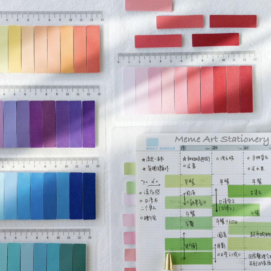 MEME 150Pcs Washi Paper Sticky Tab Gradient Color Adhesive Repeat Stick ...