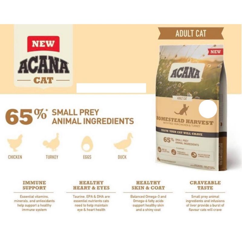 Acana Dry Cat Food 1.8KG (Indoor / bountiful catch /First feast/Homestead harvest/pacifica ...