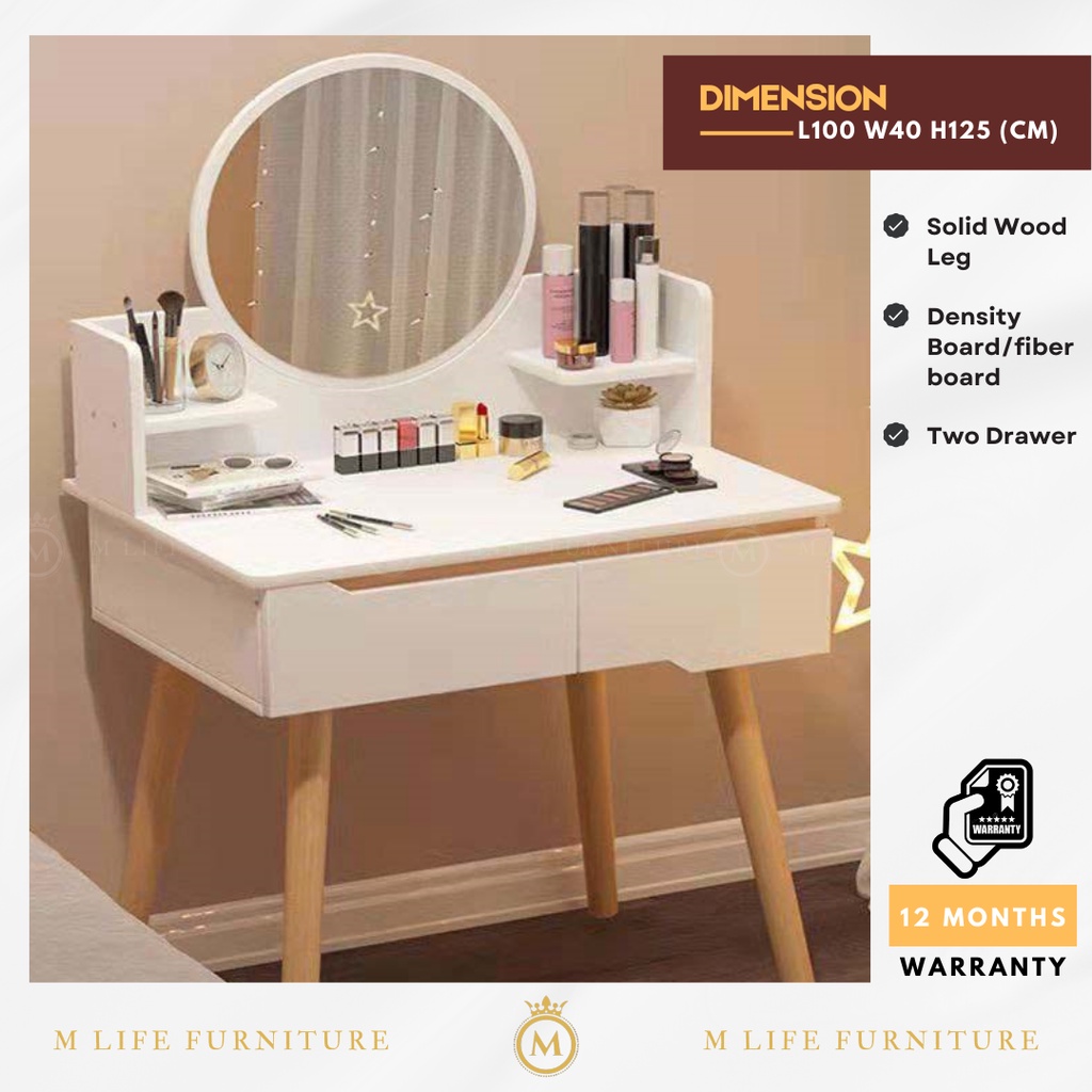 MLife Ready Stock Dressing Table Set Meja Solek Make Up Table With ...