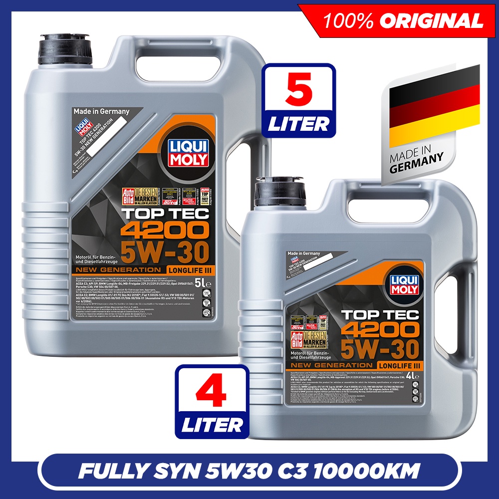 LIQUI MOLY TOP TEC 4200 5W30 C3 SP Fully Synthetic Engine Oil (5L/4L ...
