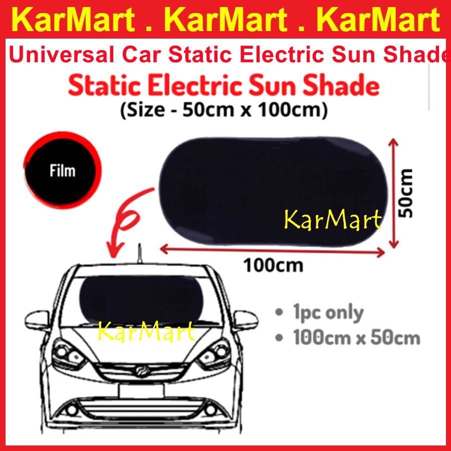 Universal Car Black Window Sunshade Static Electric Film 97% UV Proof ...