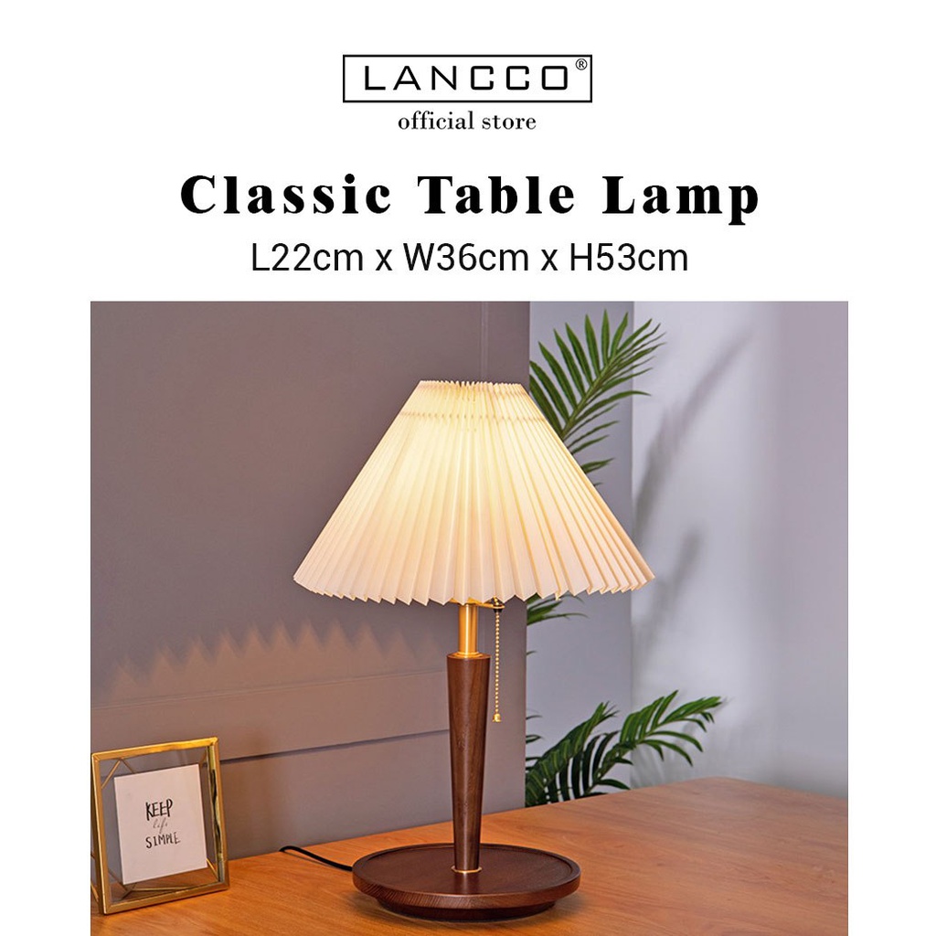 LANCCO Lamp Classic Vintage Country Pleated Shade Pull-chain String ...