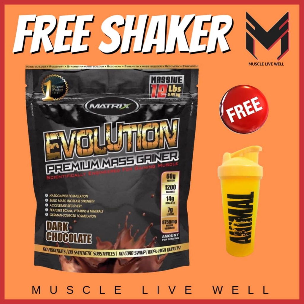 Matrix Evolution Premium Mass Gainer 5.4kg (Free Shaker) - Mass Gainer ...