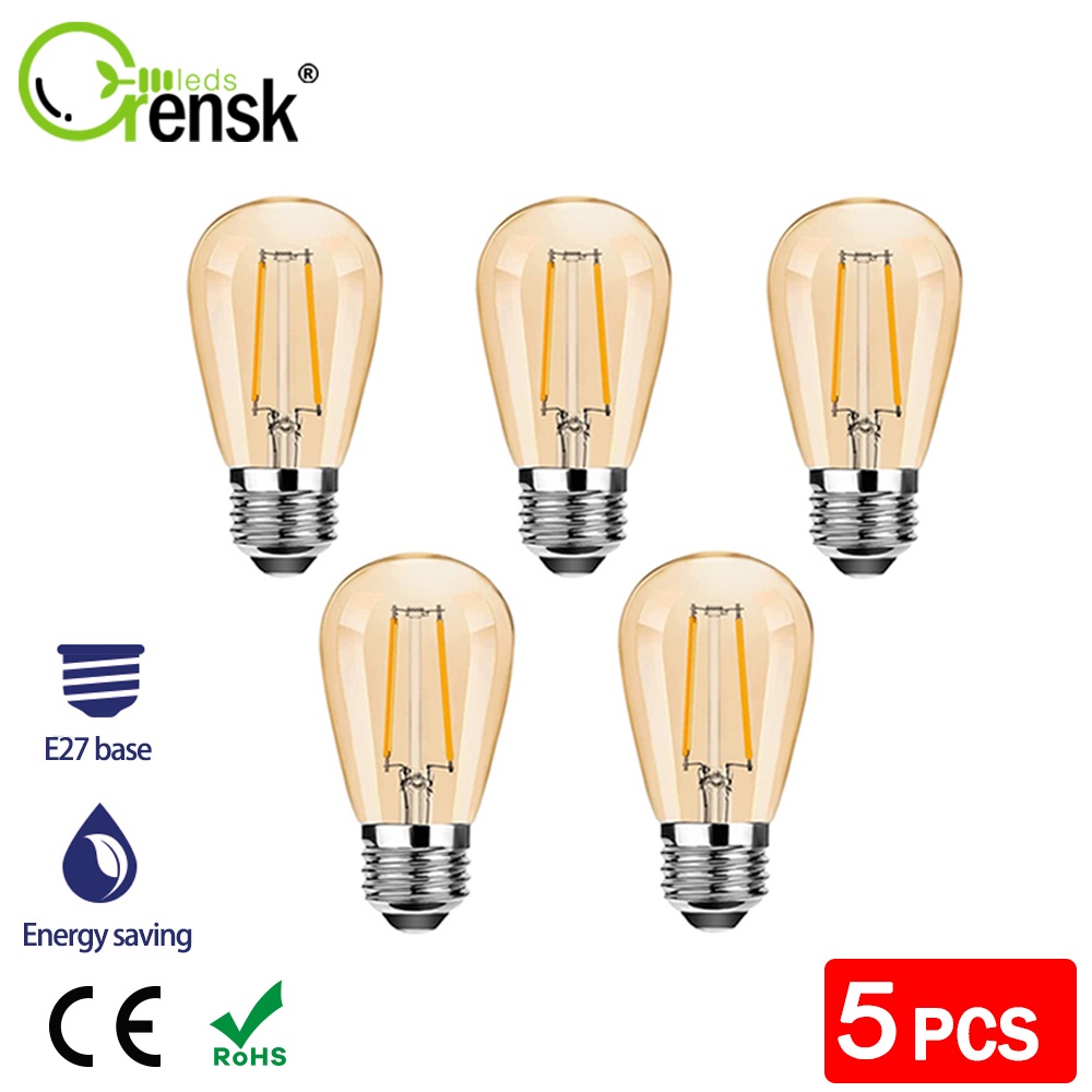 E27 Vintage LED Edison Bulb 1W 2W S14 Plastic LED Filament Bulbs 2700K Warm White Home ...