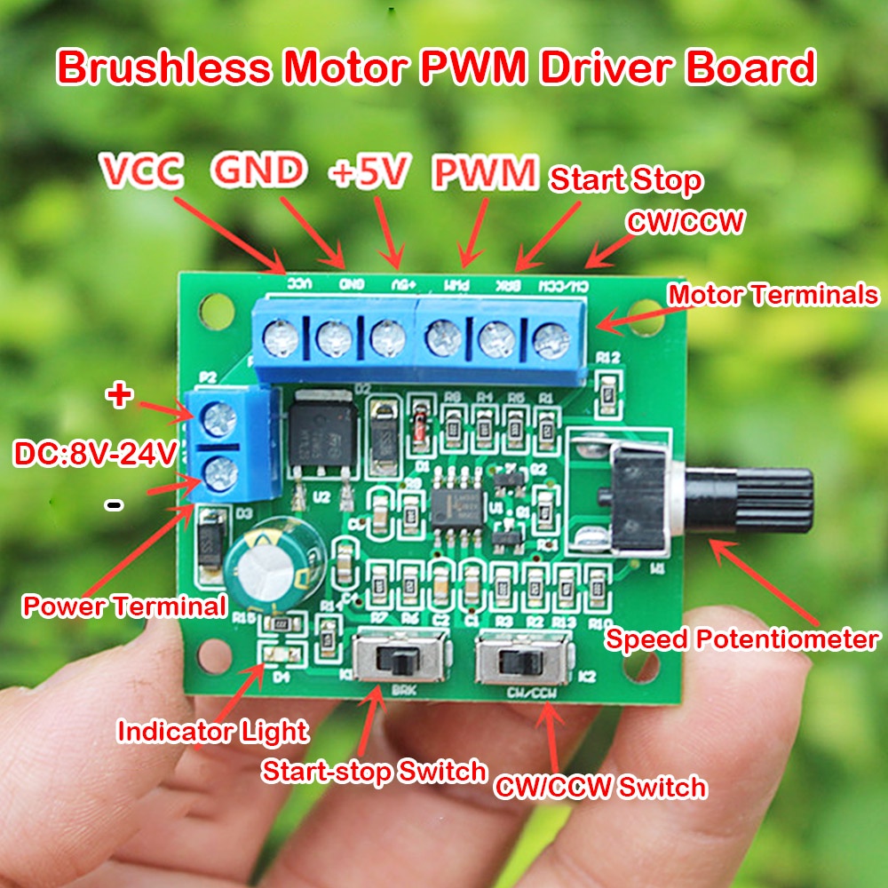 DC 8V-24V Brushless DC Motor PWM Speed Controller Board 18KHZ CW CCW ... DC 8V-24V Brushless DC Motor PWM Speed Controller Board 18KHZ CW CCW ...