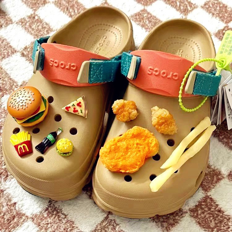 Cartoon Fries Cheese Jibitz Set 3d Chicken Wing Croc Pins Fried Chicken ...