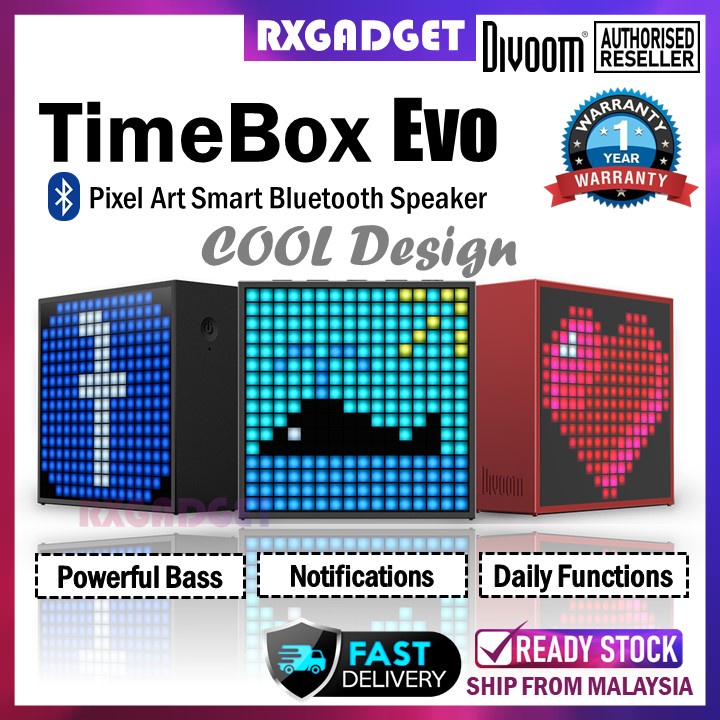 [DIVOOM] Timebox Evo LED Display RGB Pixel Art Portable 5.0 Bluetooth Speaker With 256 ...