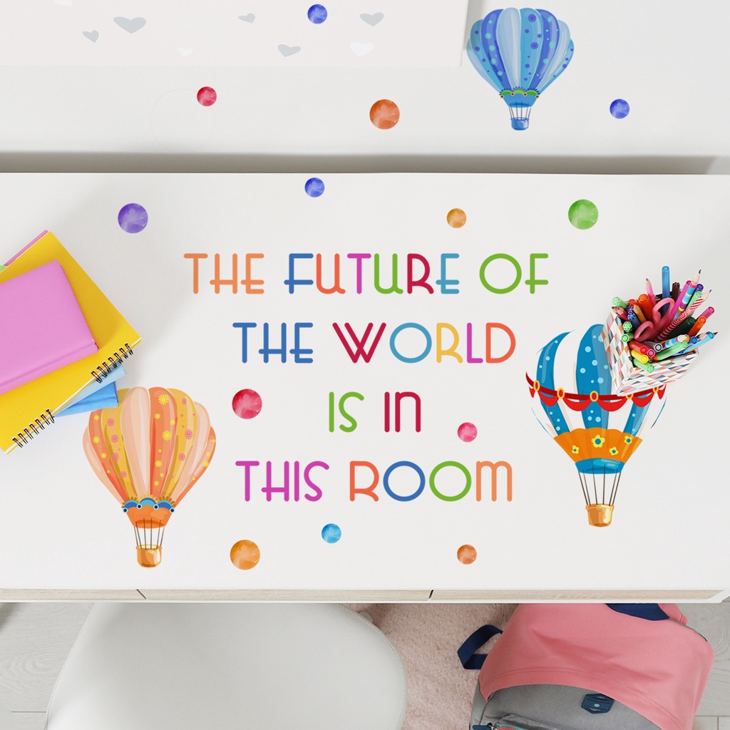 Colorful Inspirational Lettering Quote Wall Decal, Watercolor School ...