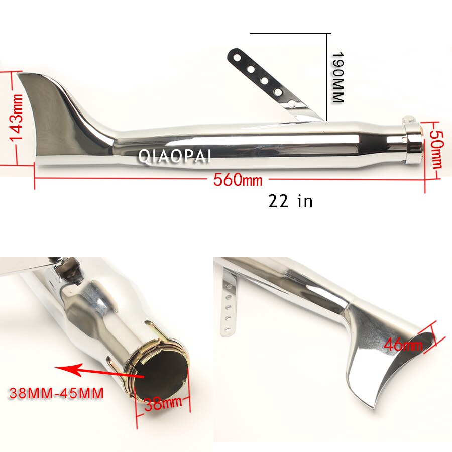 Universal Electroplate Fishtail Muffler Silencer Exhaust Pipe Cafe ...