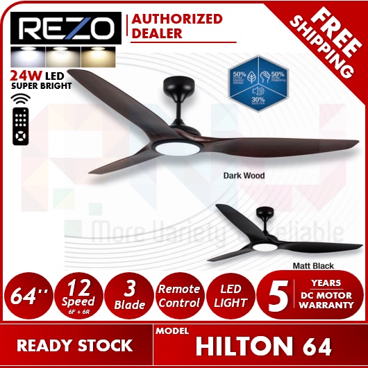 【Free Shipping】Rezo HILTON 64 | 12 Speed | 3 Blade 64'' Inch DC Motor ...