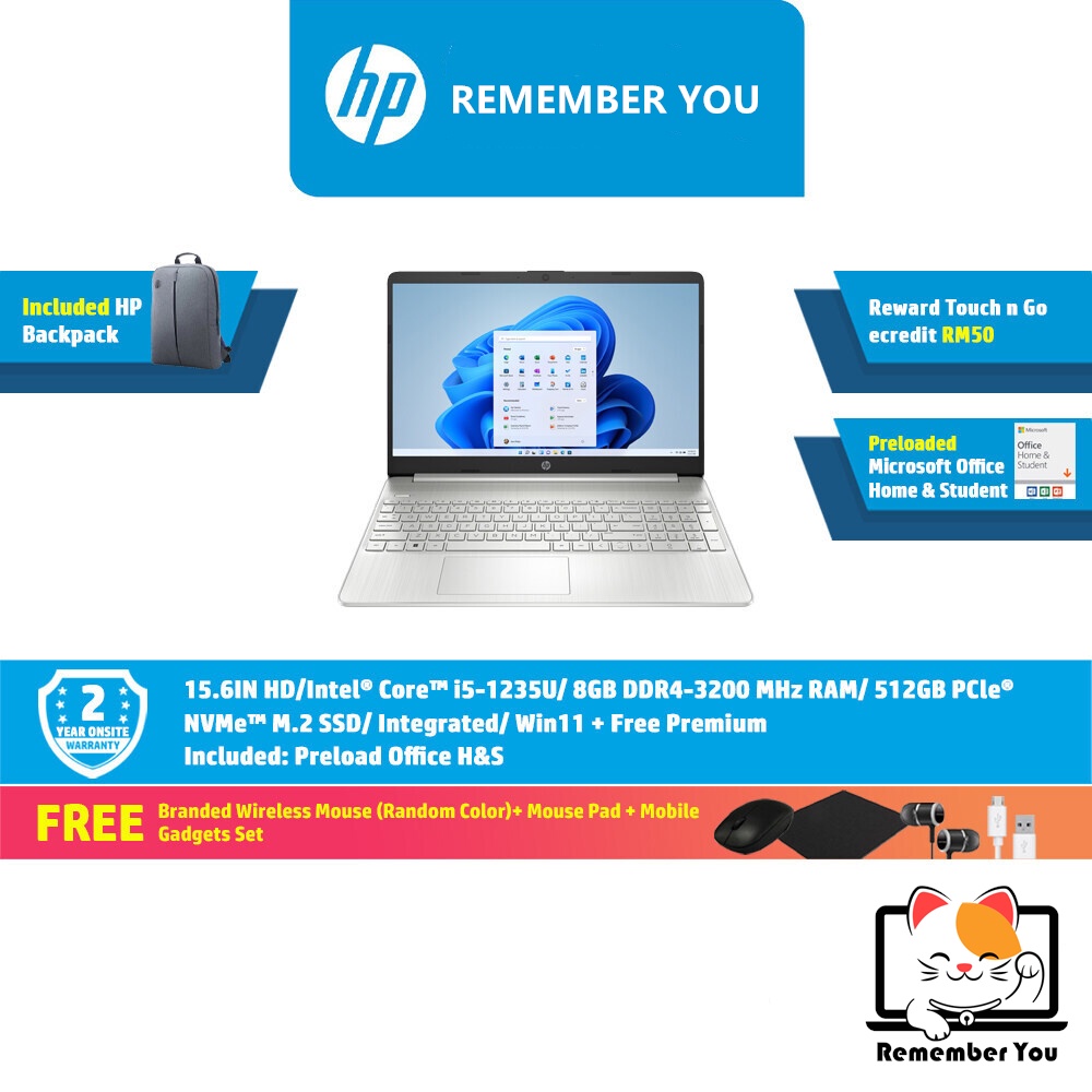 HP Laptop - 15s-fq5115TU [FREE Wireless MOUSE ] [Intel® Core™ i5-1235U ...