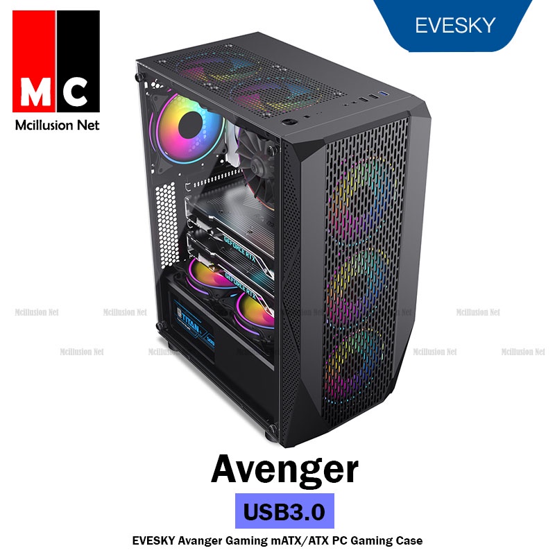 EVESKY Avenger Gaming Casing Micro-ATX/ATX PC Gaming Case USB3.0 | Shopee Malaysia