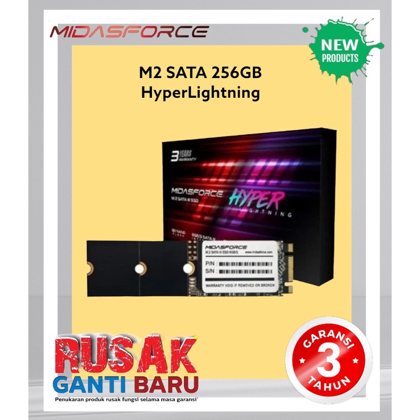 M2 SATA Midasforce 256GB SSD M.2 SATA Midasforce HyperLighting 3 YEAR ...