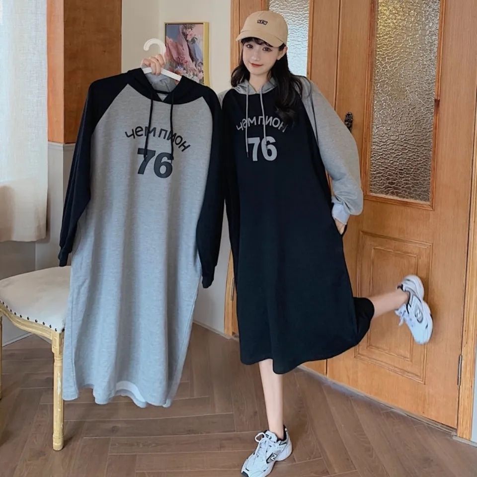 【Plus Size】(40-150kg)Women Big Size Long Sleeve Dress Loose waist Belly ...
