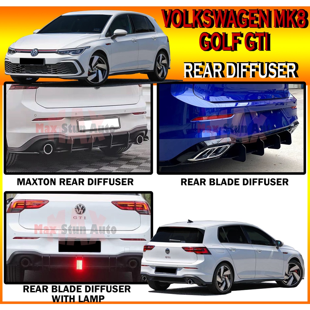 VOLKSWAGEN GOLF MK8 GOLF GTI REAR DIFFUSER MAXTON LOOK REAR DIFFUSERF ...