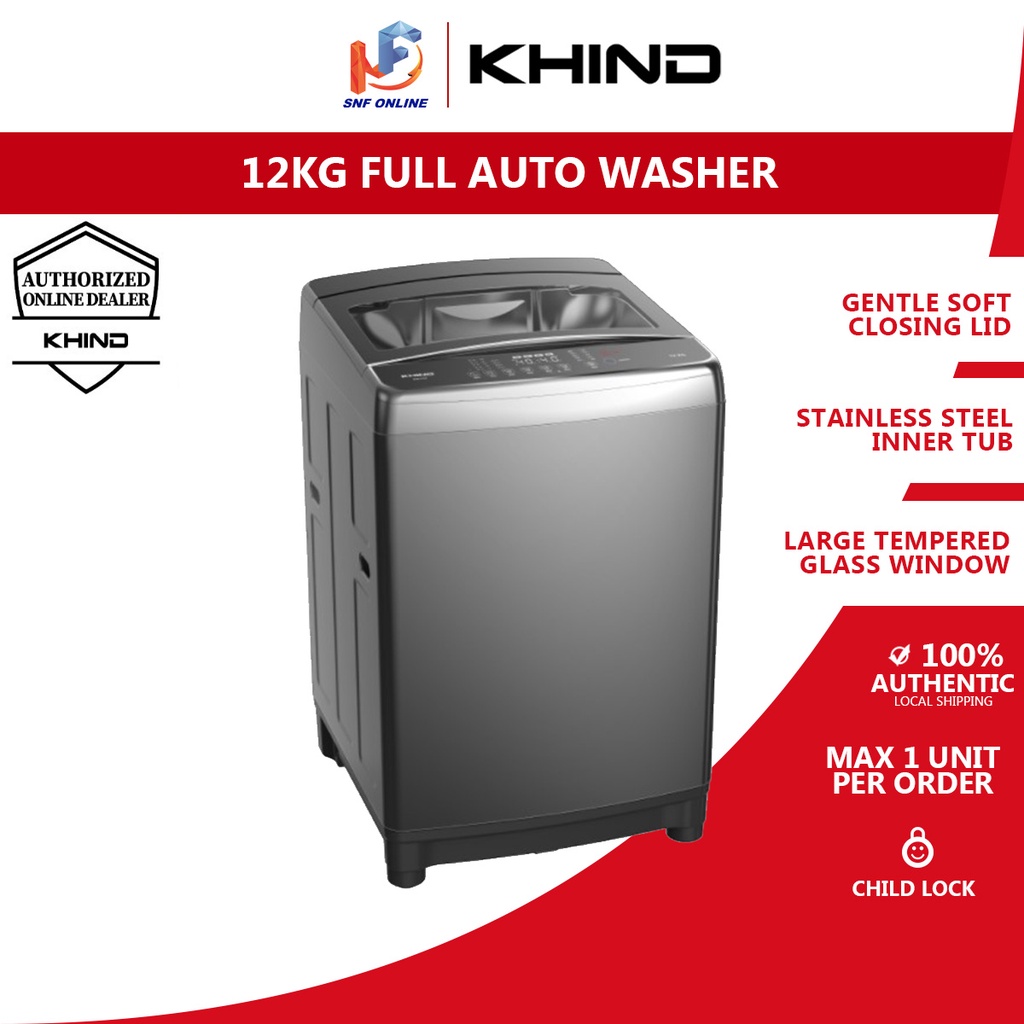 Khind Mesin Basuh Fully Auto Washing Machine (12 kg) WM120A | Shopee ...