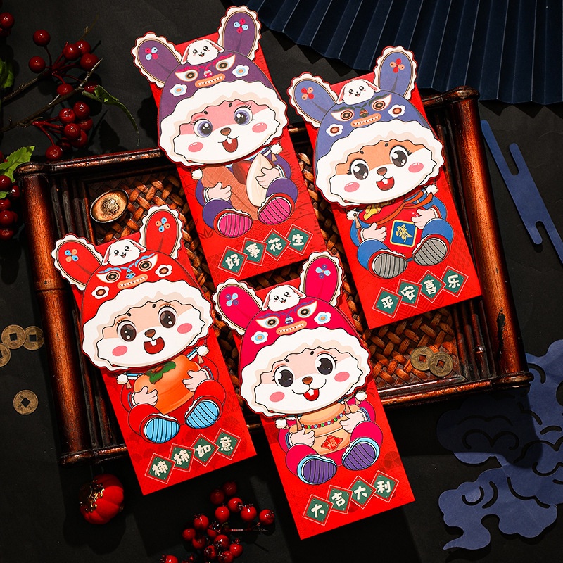4Pcs/Set New Cartoon Cute Year of the Rabbit Red Envelope Happy New ...