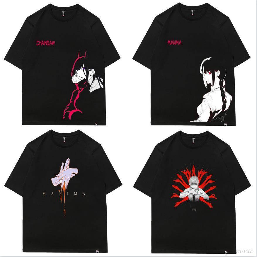 AG Anime Tshirt Chainsaw Man Power Makima Short Sleeve Top Casual Loose ...