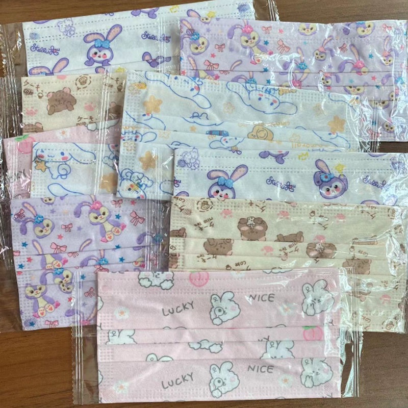 50pcs Cute Cartoon Disposablemask children Masks Three-layer Student ...