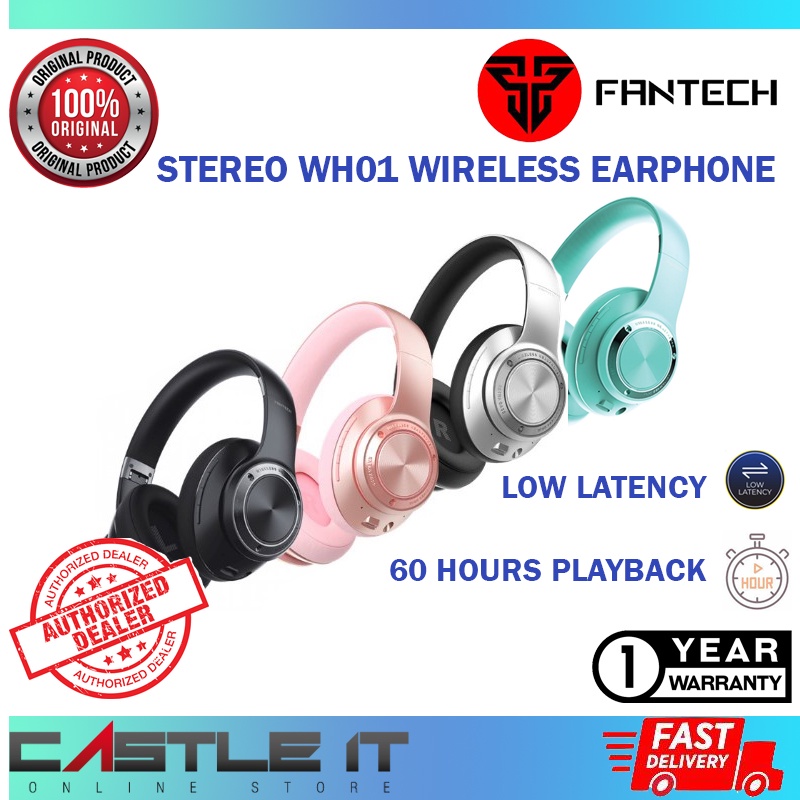 FANTECH WH01 PINK / GREEN MINT Stereo Bluetooth Wireless Gaming Over ...