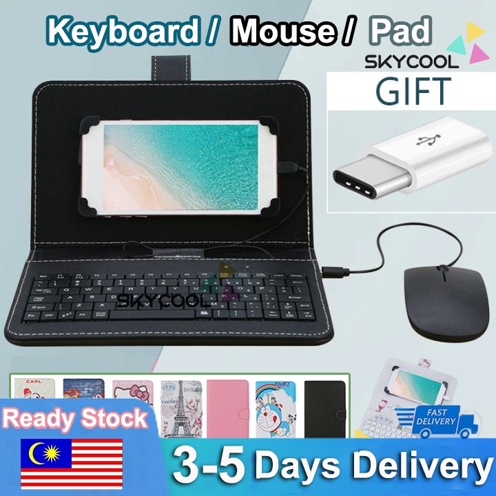 Micro USB TYPE-C Android Phone Keyboard and Mouse Wired Kit With Covers ...