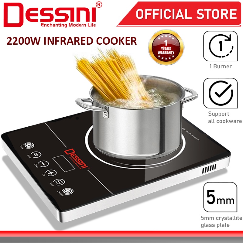 DESSINI ITALY Infrared Ceramic Cooker Hob Touch Control Panel 1 Burner ...