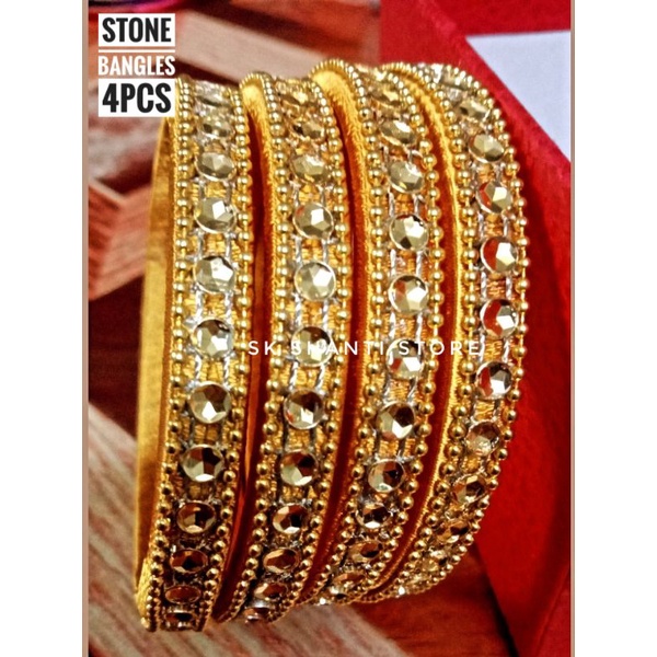 (Gold) Handmade Stone / Beaded Bangles Valayal gelang tangan | Shopee ...