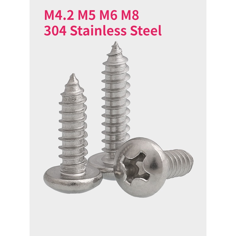 M4.2 M5 M6 M8 304 Stainless Steel Cross Round Head Self-tapping Screw ...