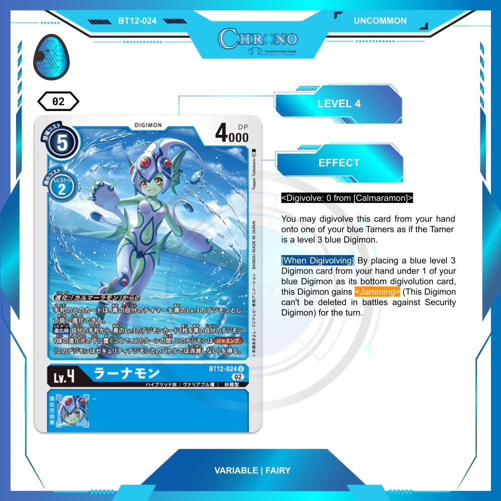 BT12-024 | Ranamon | Uncommon | Digimon Card Single | Chrono TCG | Across Time | BT12 Blue ...
