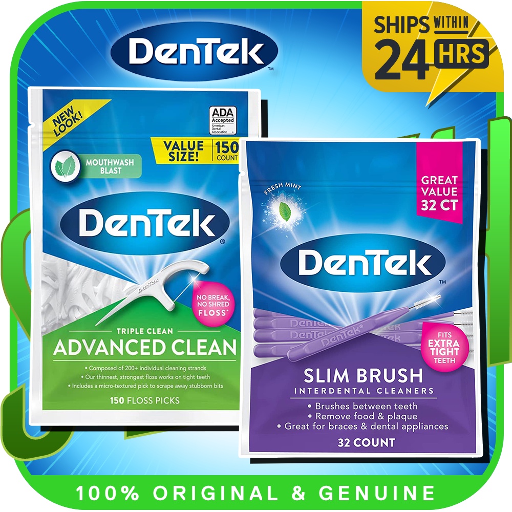 DenTek Triple Clean Advanced Clean Floss Picks | Slim Brush Interdental ...