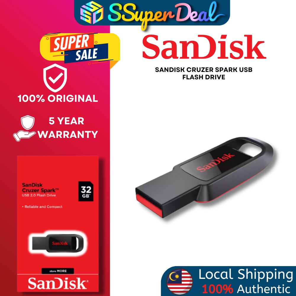 SANDISK® CRUZER SPARK™ USB 2.0 Flash Drive (5 Year Warranty) | Shopee ...