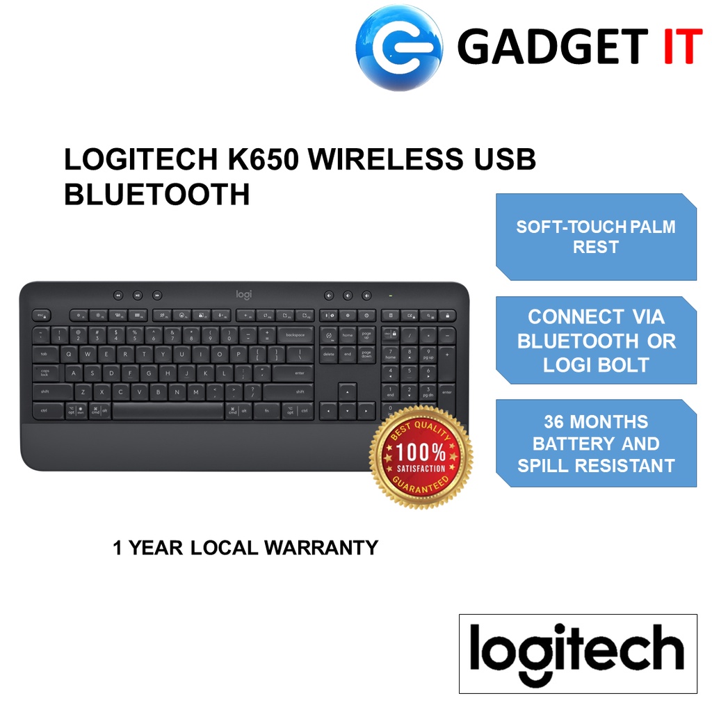 LOGITECH K650 WIRELESS USB BLUETOOTH SIGNATURE KEYBOARD (920-010955 / ...