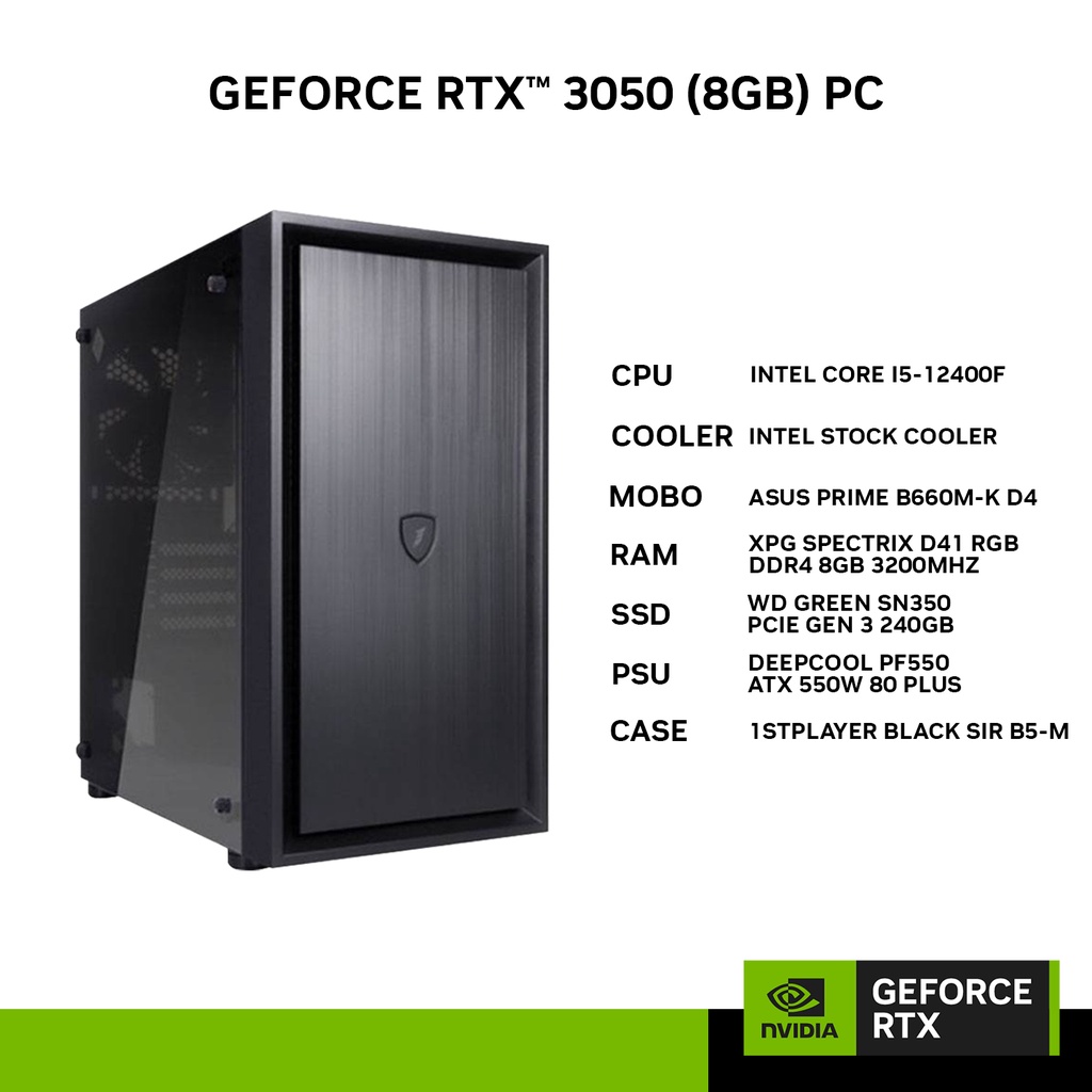 NVIDIA® Gaming PC ASUS GeForce RTX™ 3050 (INTEL i5 12th Gen / RYZEN 5 ...