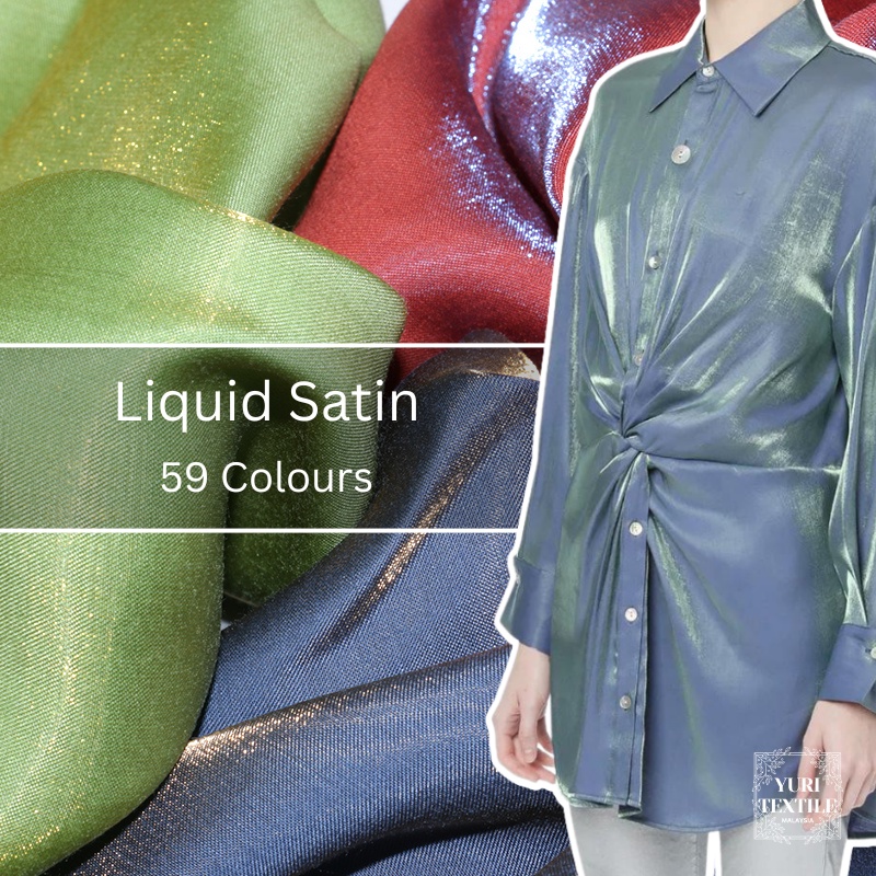 Designer Silky Liquid Satin Fabric Two Tone Metallic Viral Fabric (62 ...