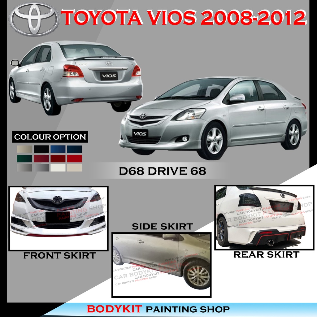 TOYOTA VIOS DUGONG NCP93 2008-2012 DRIVE 68 FULL SET D68 SKIRTING ...