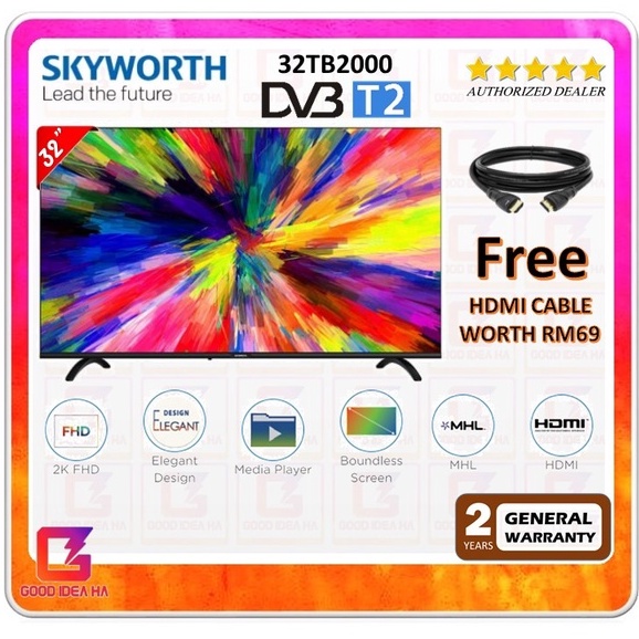 *FREE HDMI CABLE* Skyworth Boundless Screen 32 Inch FHD Basic TV ...