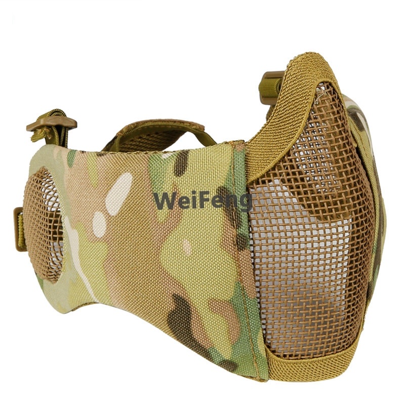New Tactical Steel Wire Mesh Mask Half Face Low-carbon Ear Protection ...