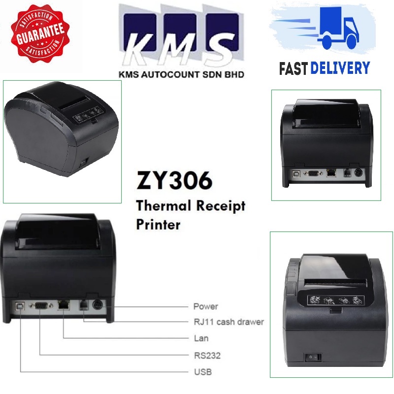 Zywell ZY-306 Thermal Receipt Printer 80MM (With LAN & USB port) High Speed Printing Auto Cutter ...
