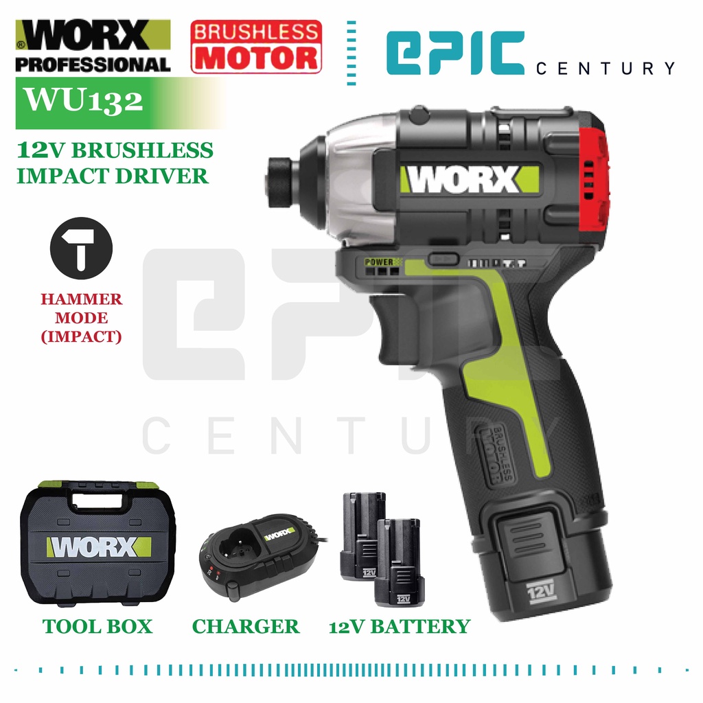 WORX WU132 Cordless Brushless Impact Driver WU132 | Shopee Malaysia