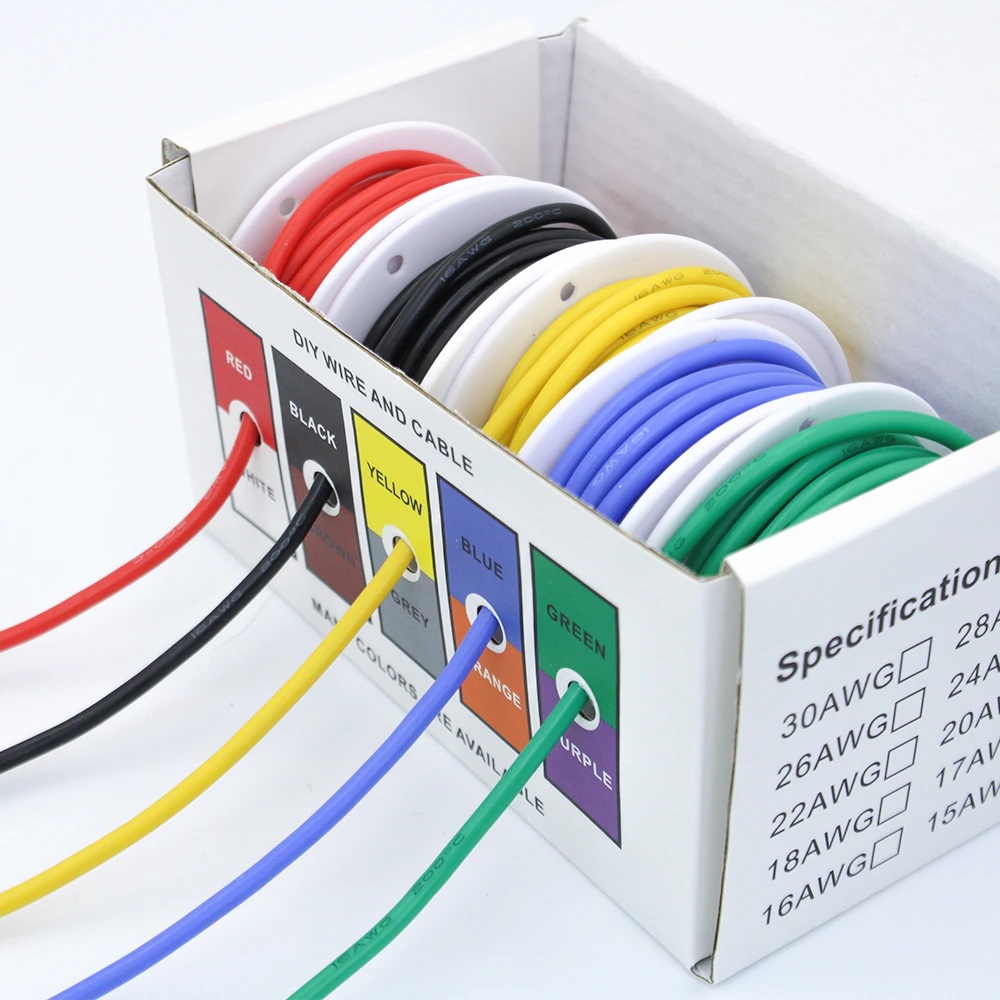 UL1007 16/18/20/22/24/25 AWG Tinned Pure Copper Wire 5 colors in a box ...