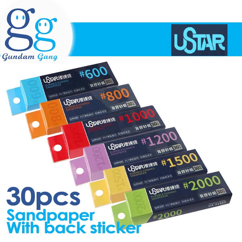 UStar Grit 600 800 1000 1200 1500 2000 Sand Paper with back sticker ...