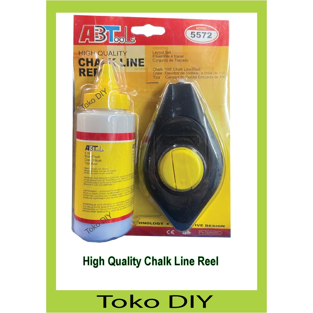 100’ Chalk Line Reel with 4OZ Blue Powder Straight Line Marking ...