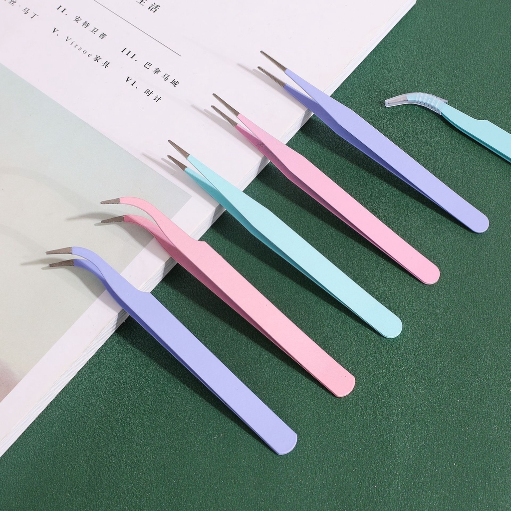 2Pcs Color Tweezers Eyelashes Tweezer Tape Stickers Scrapbook Tools ...