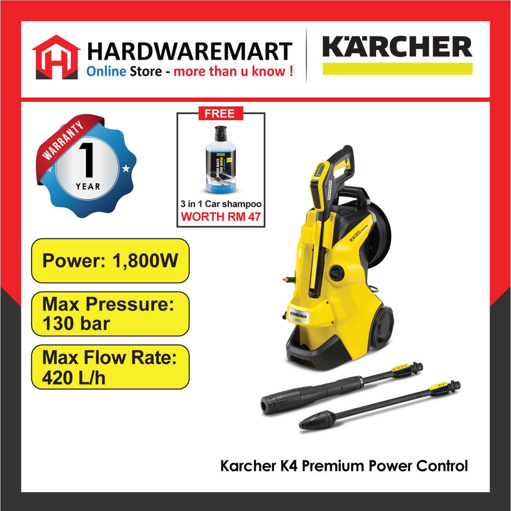 KARCHER K4 PREMIUM POWER CONTROL HIGH PRESSURE WASHER (130BAR) | Shopee ...