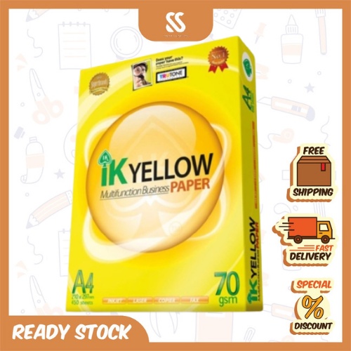 IK Yellow A4 Paper 70gsm | 450 sheets | 500 sheets | printing paper | Shopee Malaysia