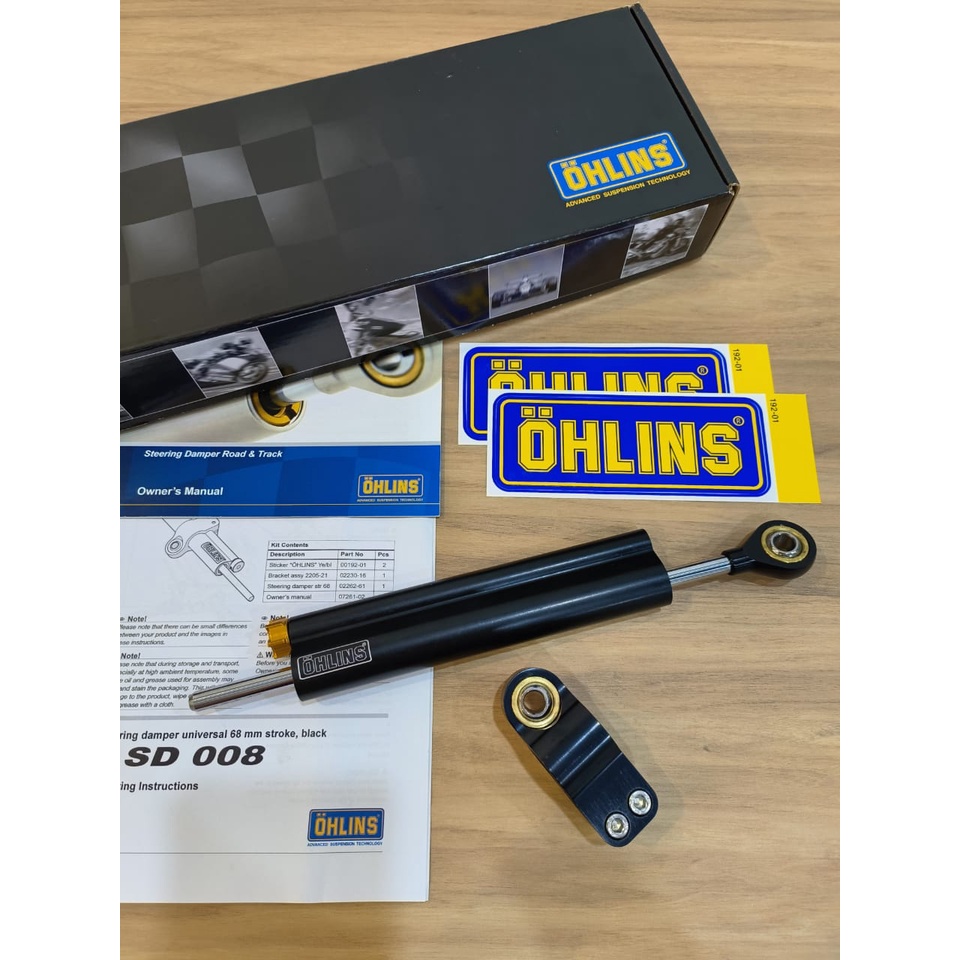 Ohlins Damper SD008 Black Steering Damper Universal 68mm Stroke SD 008 ...